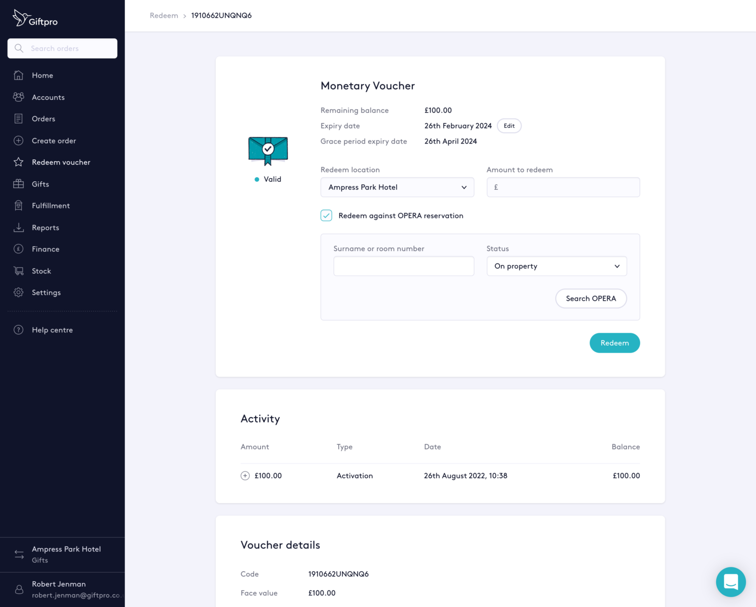 Opera by Oracle | Integration partners | Giftpro